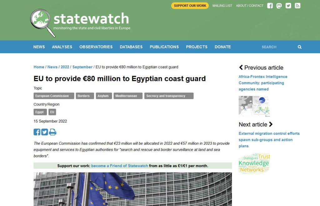 EU pays €80 million to Egyptian coast guard - Erik Marquardt